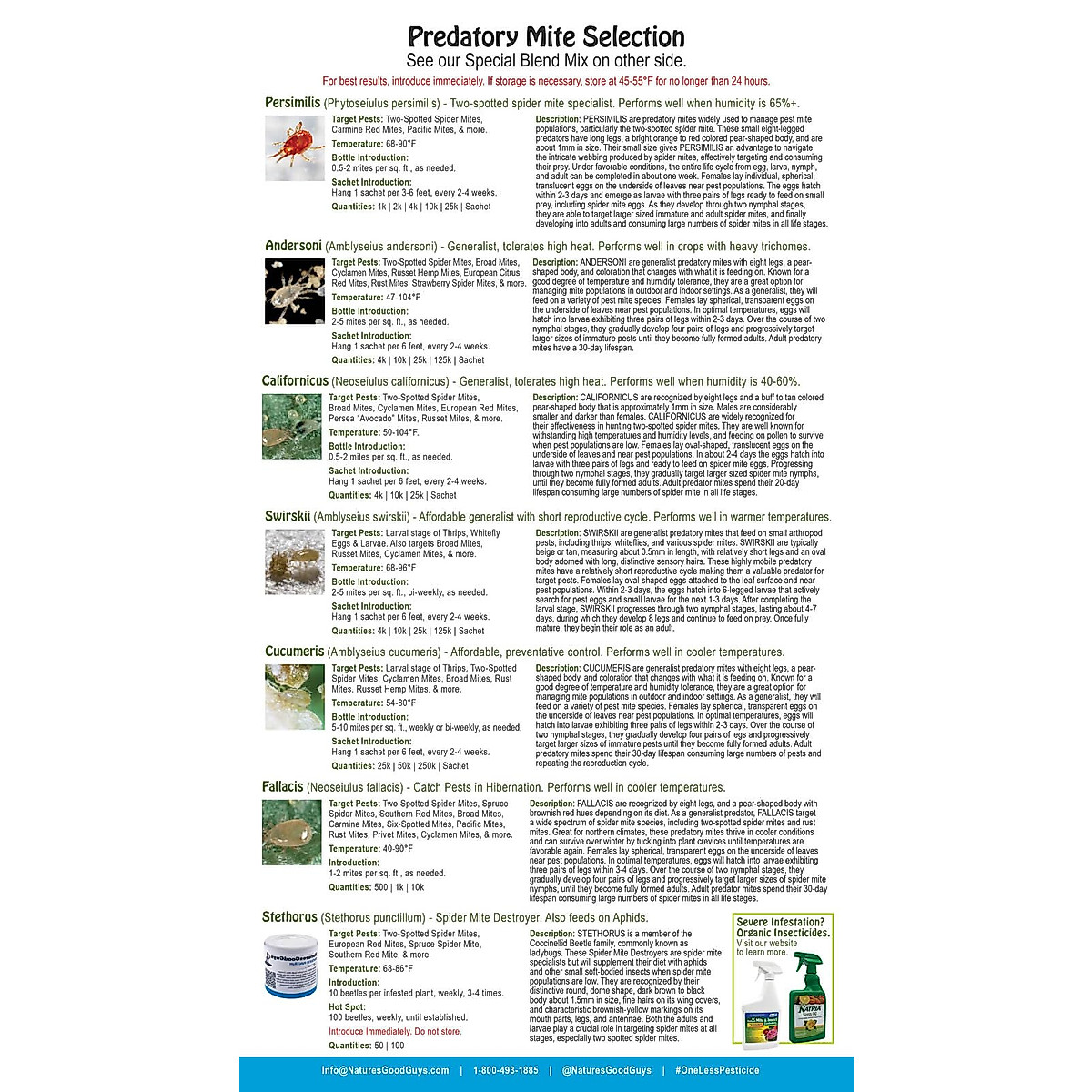 NaturesGoodGuys - Live Adult Phytoseiulus persimilis - Best for Two Spotted Spider Mites (2,000 Live Adult P. Persimilis)