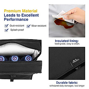 MoKo Insulated Lunch Bag, Reusable Cooler Tote Bag, Collapsible Multi-use Lunch Box, Thermal Lunch Sack with Zipper Closure for Travel Picnic Office, Black