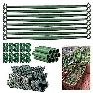 PUTING Tomato Cage Connector Kit, 24 Pcs Stake Arms & 10 Pcs Connectors & 20 Pcs Plant Support Clips & 10 Pcs Stake Buckles, for Any 11mm Diameter Garden Plant Stakes