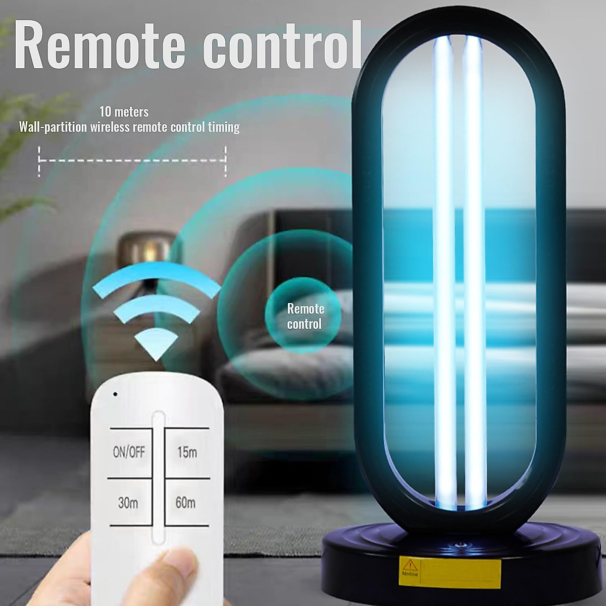 Uvo Lamp - Home Disinfection Device, Haloclean UV Bed Bugs, UV Light Sanitizer Wand, Ultraviolet Light with 3- Speed Timing and Remote Control, 38w 110v UV Lamp (Black*2)