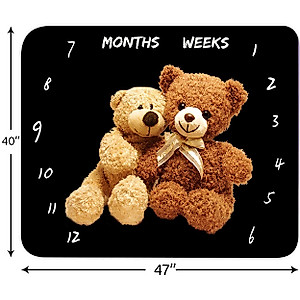 EARVO Cute Bear Baby Monthly Milestone Blanket Boy or Girl Baby Month Blanket Black Background Milestone Blanket for Newborn to 12 Months Milestones 47”x40”BTXYEA51