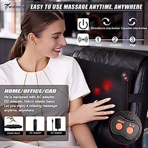 WOQQW Back Massager, Shiatsu Neck and Back Massager, Deeper Tissue Kneading Massage Pillow with Heat for Shoulders,Waist,Legs,Foot, Body Relieve Muscle Pain - Best Gift for Women/Men/Dad/Mom