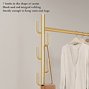 GAMNOF Gold Clothes Rack with Wheels Gold Garment Rack with Storage Shelf Freestanding Gold Clothing Racks for Hanging Clothes