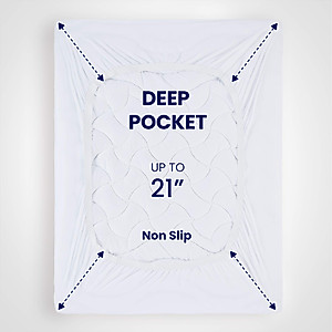 SLEEP ZONE Cooling Mattress Topper California King, Premium Zoned Cool Mattress Pad Cover, Padded Mattress Protector Breathable Washable, Deep Pocket 8-21" (White, Cal King)