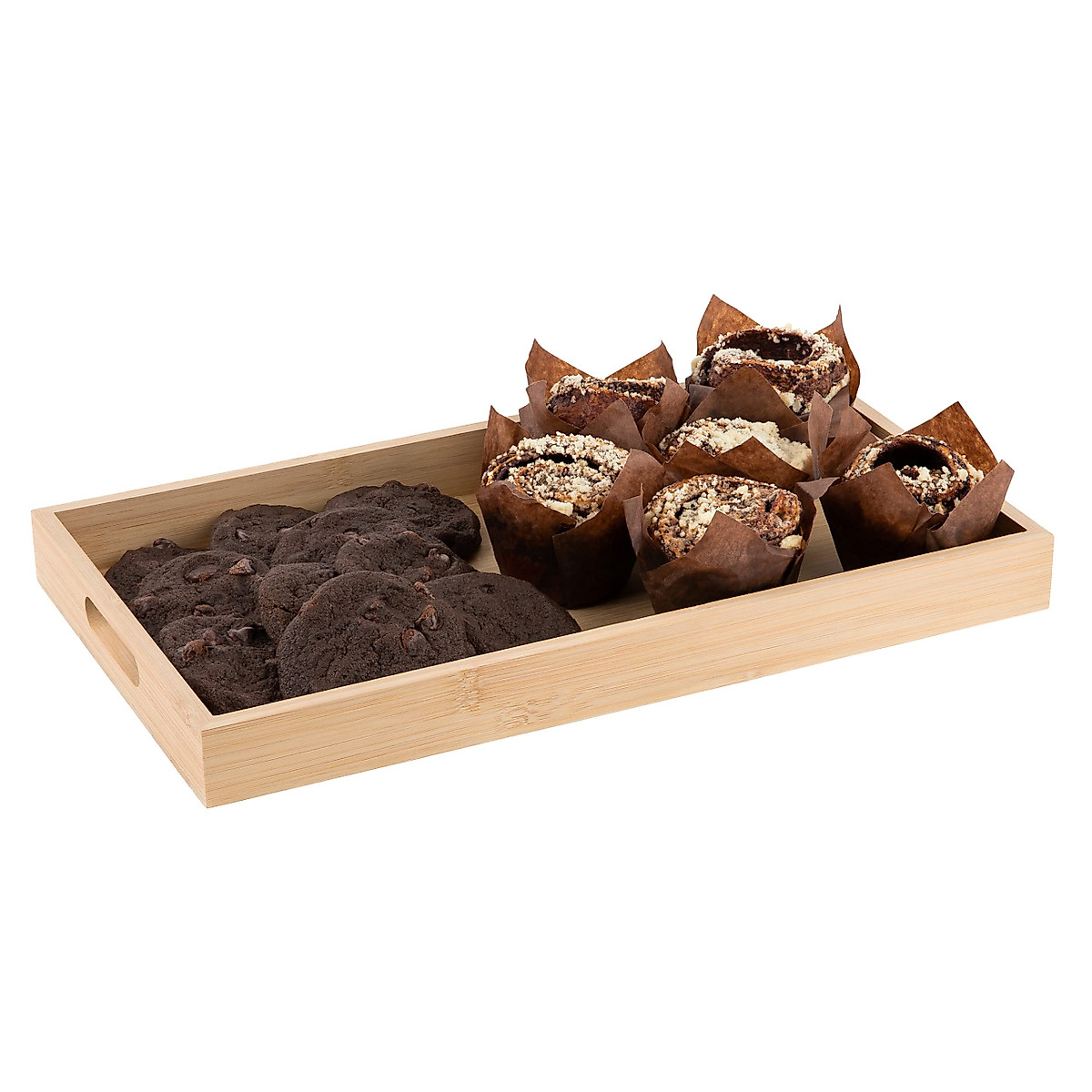 Bamboo Serving Tray Bamboo Decor - Five Piece Nested Breakfast Bamboo Tray - Wood Crafts Trays for Organizing | Bathroom Tray - Food Trays for Party Buffet Montessori Wooden Trays for Serving