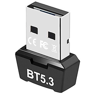 GAROGYI USB Bluetooth 5.3 Adapter for PC, Supports Windows 11/10/8.1/7,5.3+EDR Bluetooth Wireless Transmitter Receiver for Desktop, Laptop, Mouse, Keyboard, Printers, Headsets (Black)