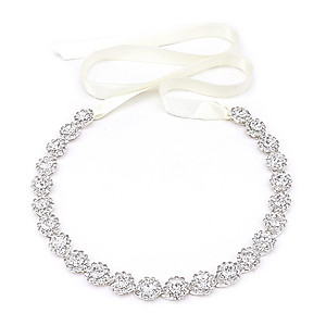 Oriamour Crystal Wedding Headband Bridal Headpiece Rhinestone Bridal Hair Accessories For Brides Flower Girl Bridesmaids Silver