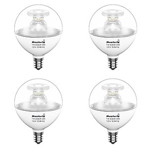 Maelsrlg G16.5 Light Bulb LED, 60W Equivalent, Small Round Light Bulbs, E12 Candelabra Base, Dimmable, Daylight 5000K, 7W 600 Lumens, Type G Light Bulb, Clear Glass, Pack of 4