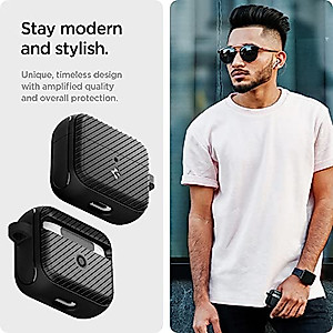 Spigen Mag Armor (MagFit) Designed for Airpods 3rd Generation Case MagSafe Compatible Magnets Embedded Airpods 3 Case with Keychain (2021) - Matte Black