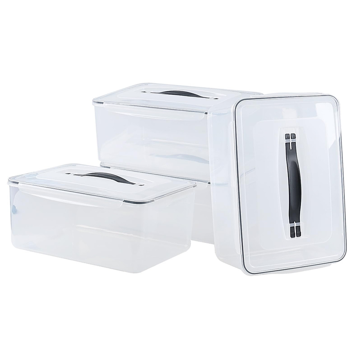 Qskely 4-Pack 15 Quart/14.5 L Kitchen Airtight Food Storage Container Set, Bread Keeper with Airtight Lid