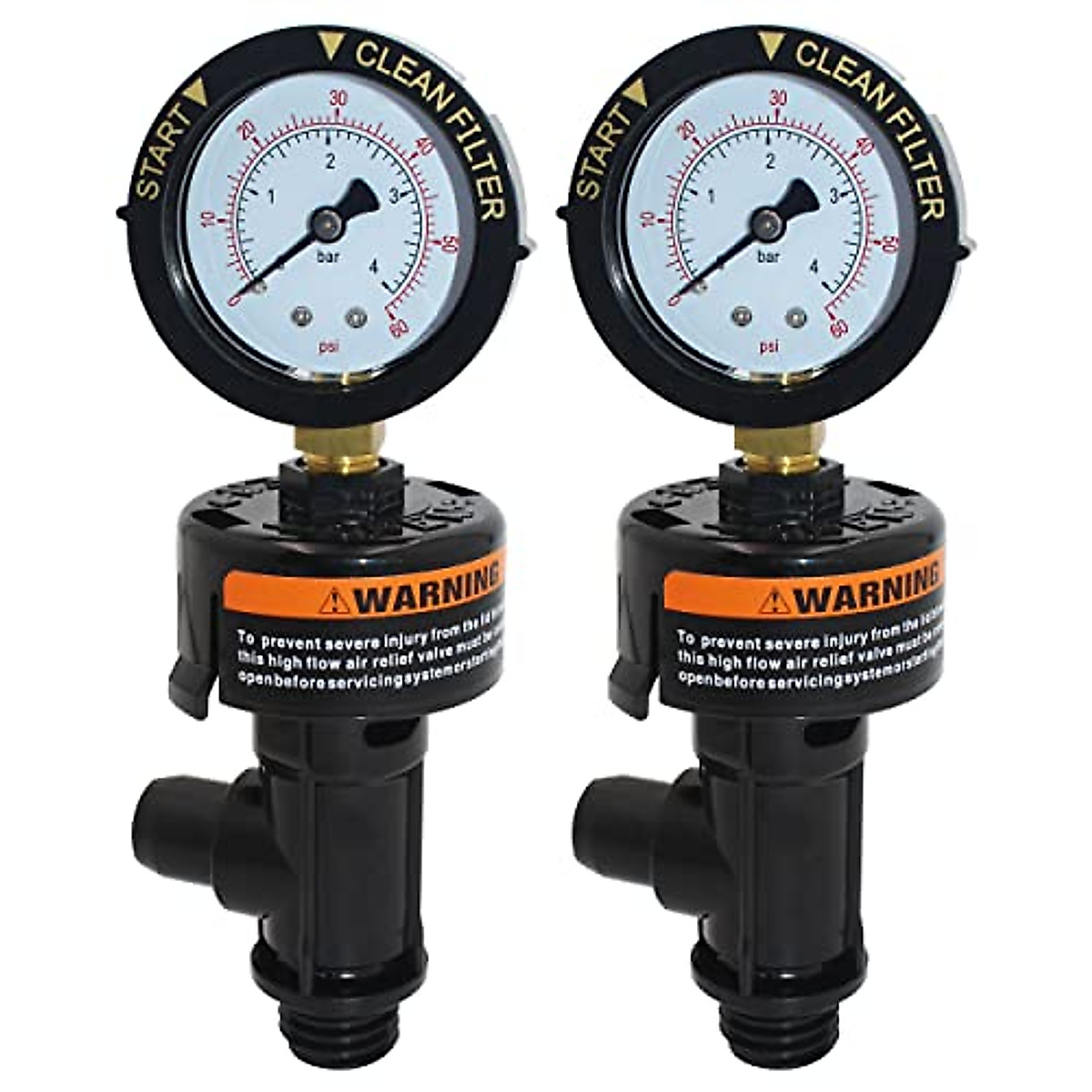 TIROAR 98209800 Manual Air Relief Valve with Pressure Gauge Replacement for Pentair Pool and Spa Filter (2Pack)
