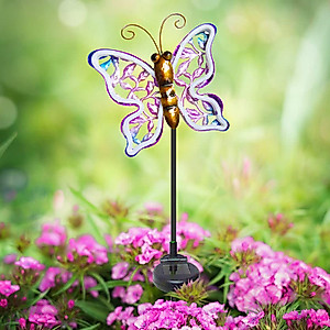 Crosslight Neon Butterfly LED Waterproof Outdoor Garden Stake Light - Decorative Electronic Light Garden Decor for Yard, Lawn, Patio, Deck, Pathway, Pond, Backyard