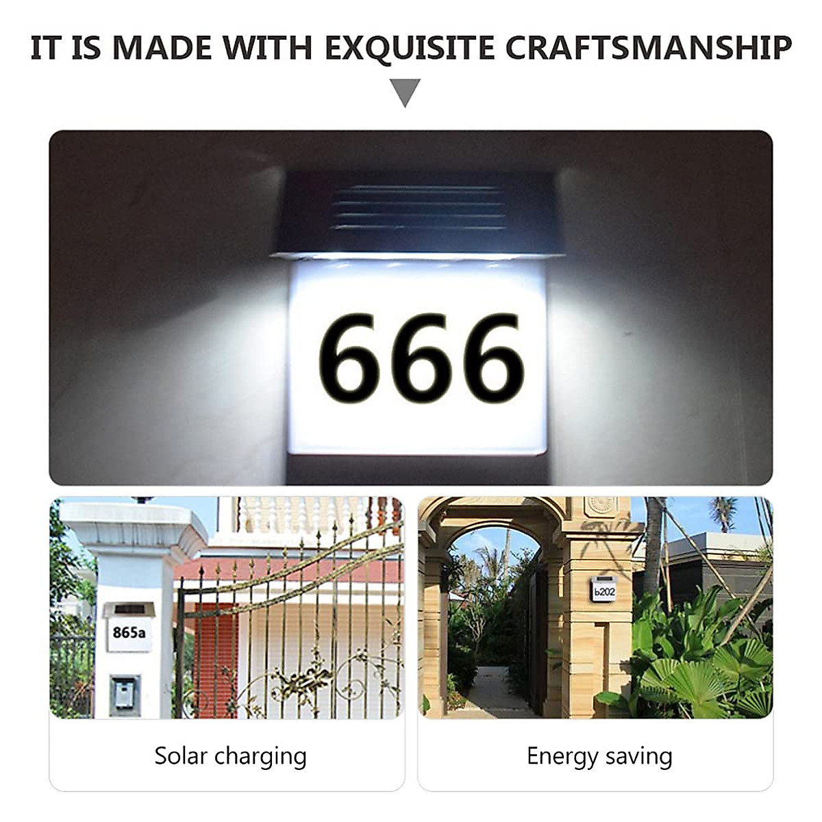 DOITOOL LED Flag Led Signs 2pcs Solar House Number Plaque Light with Motion Sensor LED Light Address Number Outdoor Metal Plaque Lighted Up for Home Garden Street Outdoor Digital Signs