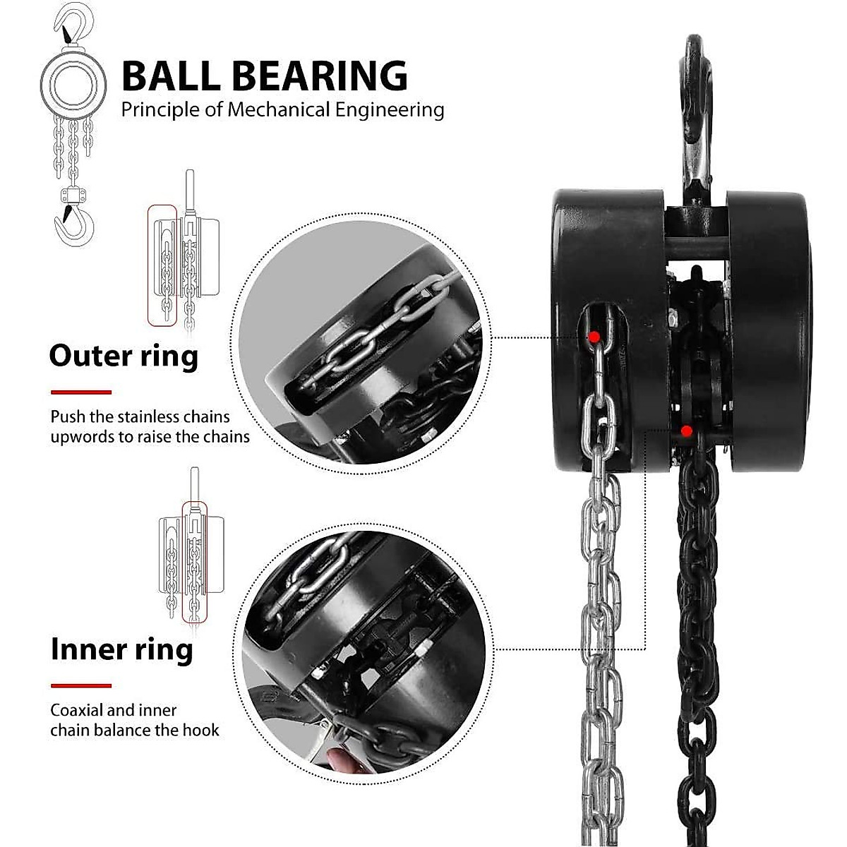 VIVOHOME Heavy Duty 4 Tire Wheel Dolly Car Stakes with 10 Feet Manual Hand Chain Block Hoist