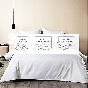 1000 Thread Count Queen Duvet Cover Cotton 100% Egyptian Cotton with Zipper Closure & Corner Ties Breathable All Season Soft Sateen Weave Comforter Cover by Kotton Culture (Queen/Full, White)