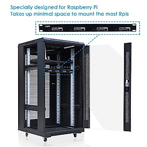 GeeekPi 1U Rack Mount for Raspberry Pi 4, 19" 1U Rackmount Supports 1-4 Units with 4pcs Fans, Aluminum Heatsinks, Micro HDMI Boards, TF Card to FPC Boards for Raspberry Pi 4B