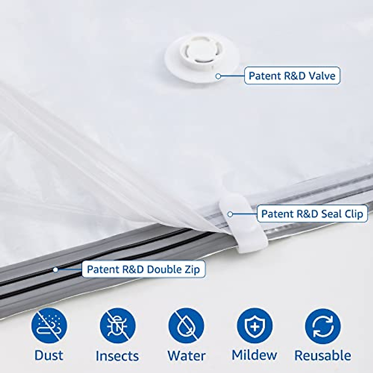 Vacuum Storage Bags Combo 8 Pack, Vacuum Sealed Bags for Bedding and Clothes, Hanging and Cube Vacuum Sealer Bags for Bedroom Closet Storage, Large and Small Travel Compression Bags