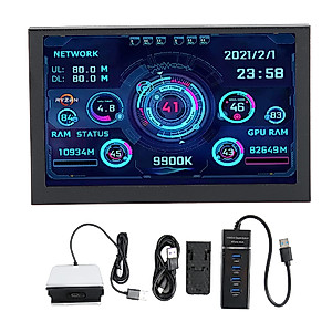 5 inch IPS Computer Monitor,PC Temperature Display,PC Sensor Panel Display Type-C Sub Screen for PC CPU Usage and Temperature, Internet Speed, Date, Time, Volume, Weather
