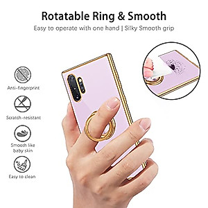 DUEDUE for Samsung Galaxy Note 10 Plus Case with Ring Holder Kickstand 360 Degree Rotation Magnetic Car Finger Slim Cover Shockproof Protective Phone Case for Samsung Note 10 Plus, Light Purple