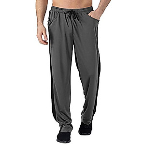 Gopune Men's Sweatpants with Zipper Pockets Open Bottom Workout Pants, for Athletic, Jogging, Training, Casual (Grey,M)