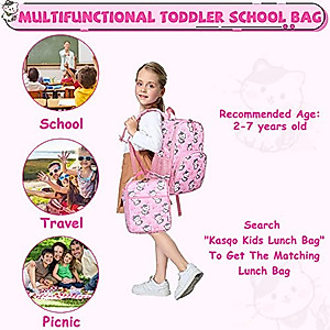 Toddler Backpack for Girls, Kasqo 13.5 Inch Lightweight Waterproof Kids Bookbag Preschool Kindergarten Schoolbag for little Girls 3-6 Years Old, Pink Cat
