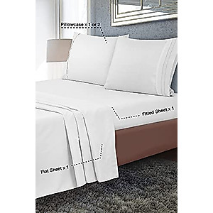 ROYALE LINENS - 4 Piece Full Bed Sheet - Soft Brushed Microfiber 1800 Bedding Set - 1 Fitted Sheet, 1 Flat Sheet, 2 Pillow Case - Wrinkle & Fade Resistant Luxury Full Size Sheet Set (Full, White)