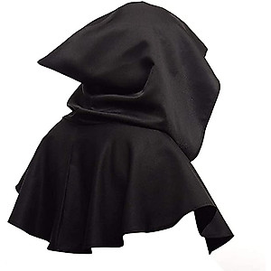 HAXICO Halloween Grim Cowl Cloak Medieval Wicca Pagan Hood Hat Cosplay Costumes Hooded Poncho for Men Women Black