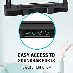 Mounting Dream Soundbar Mount with Easy Access Design for SONOS Beam, SoundBar Bracket with Sliding Block Fits TV up to VESA 600x400mm, Compatible with The Beam Constructed of Duty Aluminum Profile