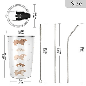 Bichpoo Bichon Frise Dog Pup Tumbler Stainless Steel Insulated Cup Travel Mug for Coffee Double Wall Vacuum Thermos with Straw and Lid 11oz