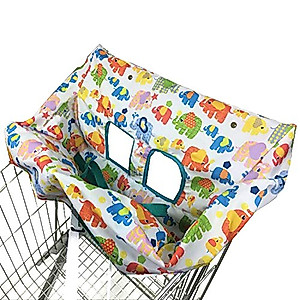 Portable Shopping Cart Cover | High Chair and Grocery Cart Covers for Babies, Kids, Infants & Toddlers ✮ Includes Free Carry Bag ✮ (Simple Elephant)