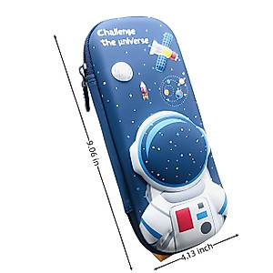 Hianan 3D Pencil Case for Kids, Waterproof Pencil Box with Compartments Pen Pouch (Astronaut)