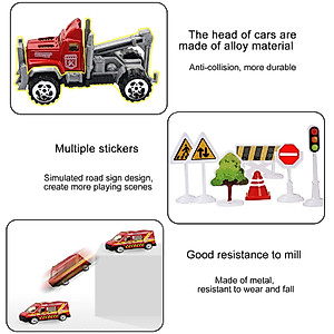 Coolplay Red Airplane Toy Set Rescue Fire Truck Toy Lights and Sound for Kids Gift Ambulance Car Toy Transport Vehicles for Boy 3-6 Years Old