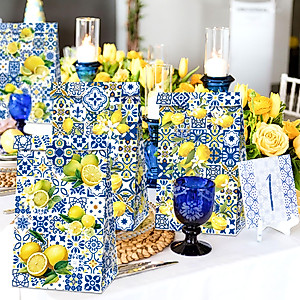 JeVenis 12 PCS Capri Lemon Party Favor Bags Capri Lemon Party Decorations Blue Tiles and Lemon Party Supplies for Capri Lemon Birthday Wedding Bridal Shower