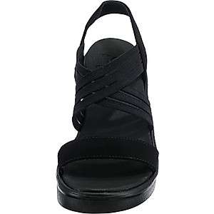 Skechers Women's Wedge Sandal, Black/Black, 8