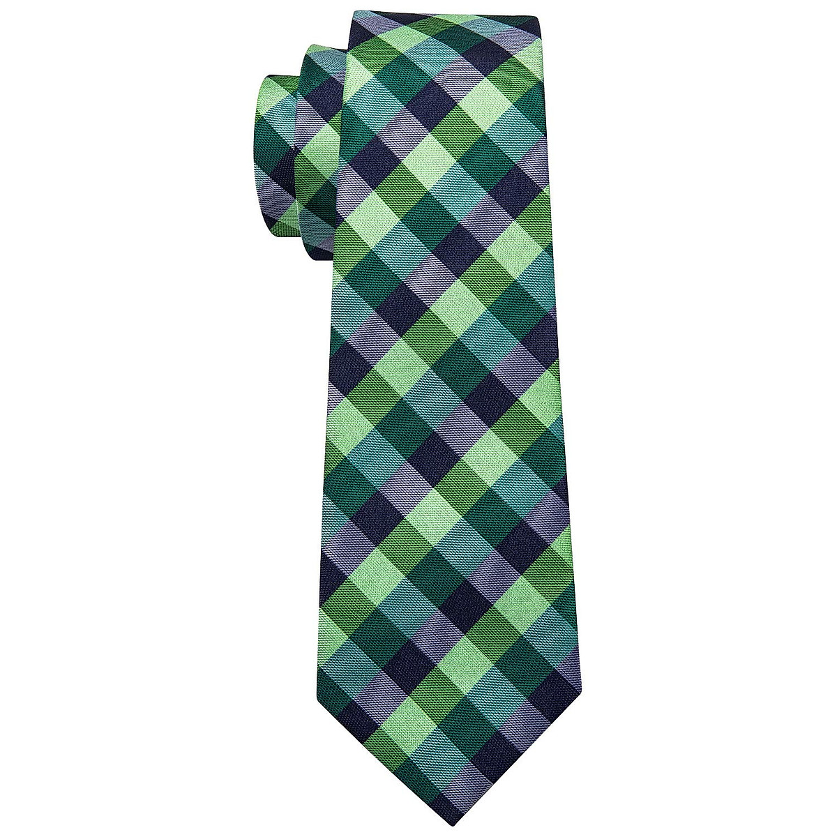 Barry.Wang Plaid Ties Check Mens Necktie Set with Handkerchief Cufflinks Classic Stripe Green Grey