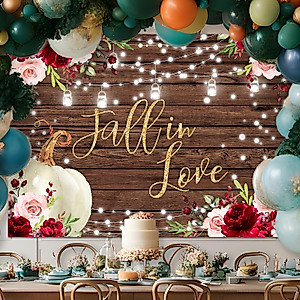Avezano Bridal Shower Backdrop Rustic Fall Bridal Shower Decorations Fall in Love Backdrop Engagement Wedding Party Decor Wedding Backdrops for Reception 7x5ft