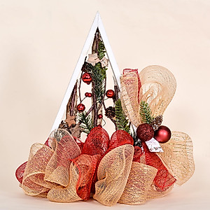 YAMA Deco Mesh Ribbon with Metallic Foil, 10 inch x 30 feet, for Christmas, Wreath, DIY Crafts and Home Decoration, Tan