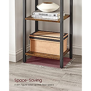 VASAGLE 6-Tier Tall Bookshelf, Narrow Bookcase with Steel Frame, Skinny Book Shelf for Living Room, Home Office, Study, 11.8 x 15.7 x 73.8 Inches, Industrial Style, Rustic Brown and Black ULLS101B01