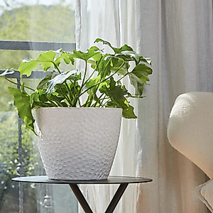 LA JOLIE MUSE Outdoor Planters Indoor Flower Pots - 9.4 Inch Planter Pot Containers, White Plant Pots,Honeycomb