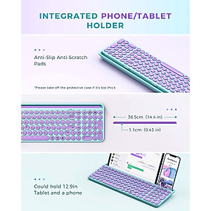 seenda Bluetooth Keyboard for iPad, 2.4G + Bluetooth Multi-Device Typewriter Keyboard with Number Pad, Tablet Holder for iPad Tablet, Andriod Phone, MacBook/Windows PC Desktop, Barbie Purple