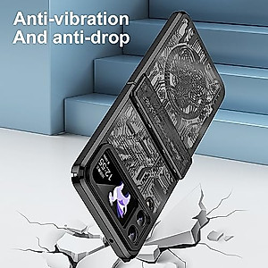 phone case Slim Case Compatible with Samsung Galaxy Z Flip 4 with Hinge+Camera Lens Protector,Thin Hard PC Case Fashion Protective Case for Galaxy Z Flip 4 Rugged Electroplating Cover phone protection