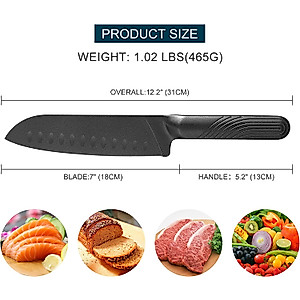 TANSUNG Santoku Knife Ultra Sharp Chef Kitchen Knife Cutting Cooking Knife with Durable Stainless Steel Nonstick Blade Ergonomic Handle for Home Gourmet Restaurant Cooker Gift