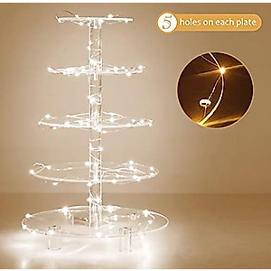 Jusalpha 5 Tier Round Cupcake Stand With Light– Premium Cupcake Holder – Acrylic Cupcake Tower With LED Light – Ideal for Weddings Birthday Parties, Candy Bar Decor 5RFs (5 Tier- Battery Power)