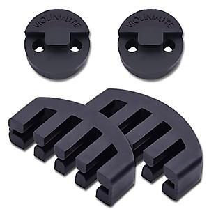 Amgate 4 PCS Rubber Violin Practice Mute Set, Included 2 PCS Claw Style & 2 PCS Round Tourte Style, Black