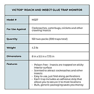 Safer M327 Monitor Victor Roach Glue Trap, White (Pack of 150)