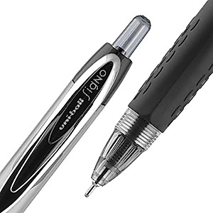 uni-ball® Signo Gel 207™ Retractable Gel Pens, Medium Point, 0.7 mm, Clear Barrels, Black Ink, Pack Of 4