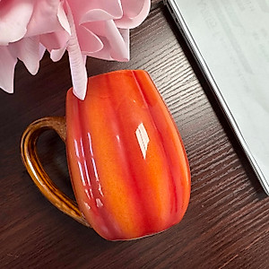 Artceramic Pumpkin Mugs, Ceramic Coffee Mugs and Tea Mug, Novelty Orange Ceramic Pumpkin Shaped Cup, Halloween, Thanksgiving, Christmas, Birthday Gifts,1PC
