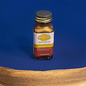 AMACO Brush ‘n Leaf - Antique Gold Leaf 1oz Bottle - Liquid Gold Leaf Paint for Metal Wood Ceramic and More - Interior Liquid Leaf Paint for Objects and Furniture