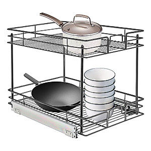 Multi-Purpose Cabinet Organizer,Sink Organizer and Storage,2-Tier Cabinet Pull Out Shelves,Pull Out Cabinet Organizer,Kitchen Helper,for Bathroom,Laundry Room,Kitchen,Pantry(Gray,21.5*13.5*15in)