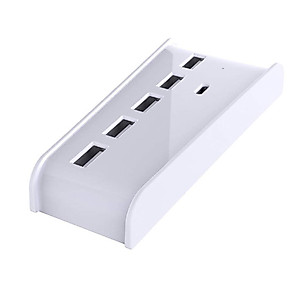 5 Port High-Speed Splitter Game Console USB Hub Multifunctional for PS5 Game Console Charging Stand Indicator Light (Color : Black) (White)